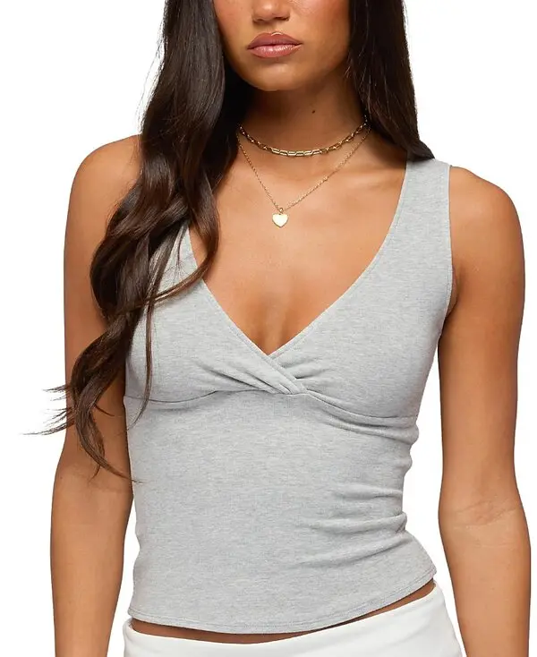 EDIKTED Lalisa V Neck Ribbed Tank Top