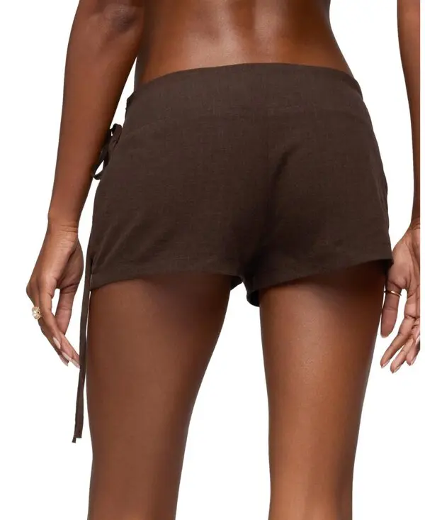 EDIKTED Vikkie Beaded Belt Linen Look Shorts
