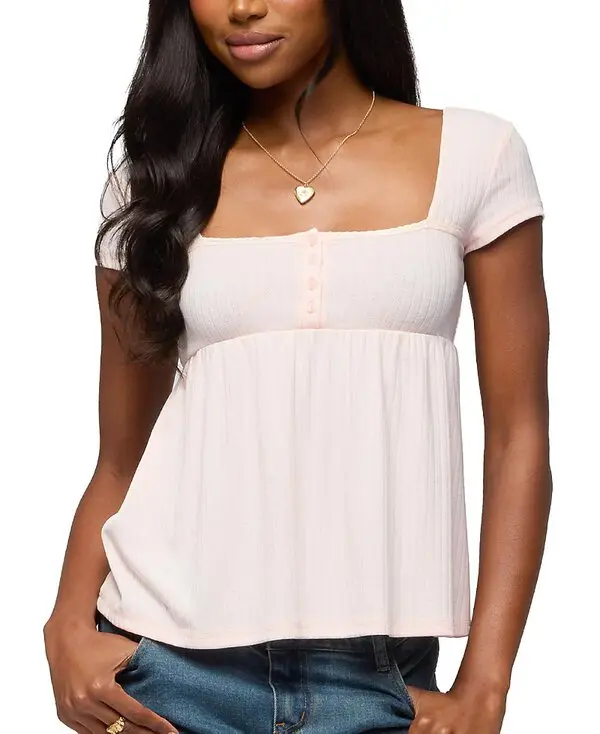 EDIKTED Bette Pointelle Babydoll Top - Light-pink