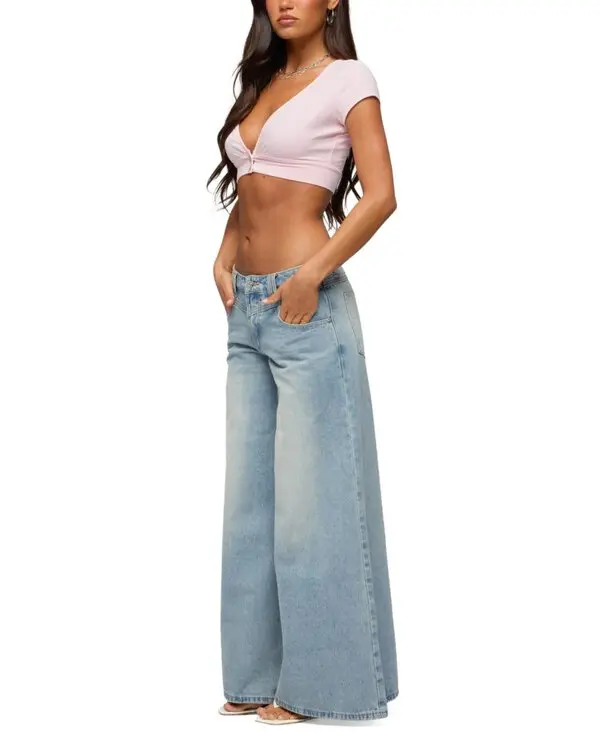 EDIKTED Cecey Button Up Crop Top