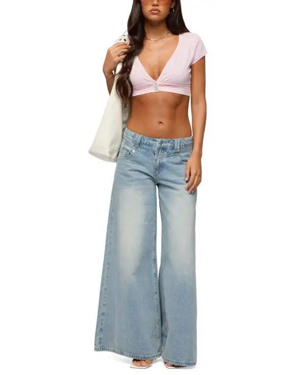 EDIKTED Cecey Button Up Crop Top