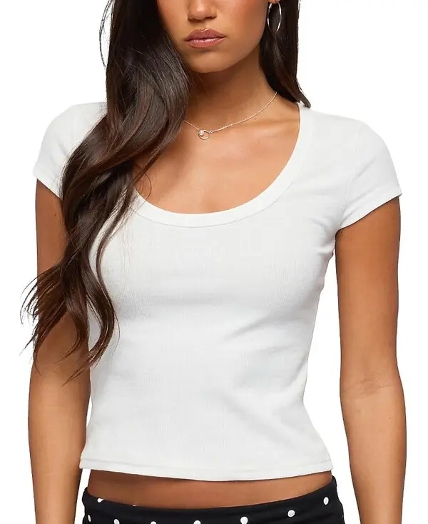 EDIKTED Pamela Ribbed Scoop Neck T Shirt