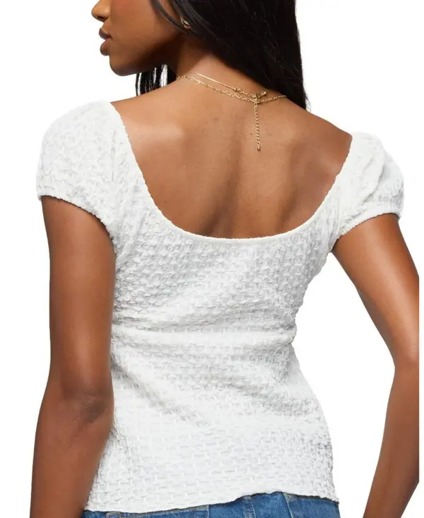 EDIKTED Dorothey Textured Tie Front Top