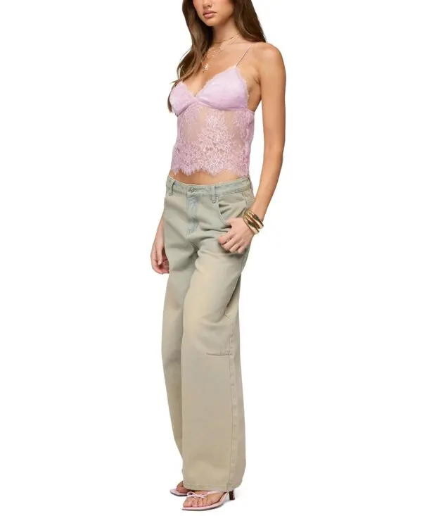 EDIKTED Lace & Satin Effect Camisole Top
