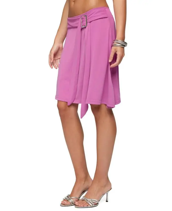 EDIKTED Fiori Buckle Asymmetric Midi Skirt