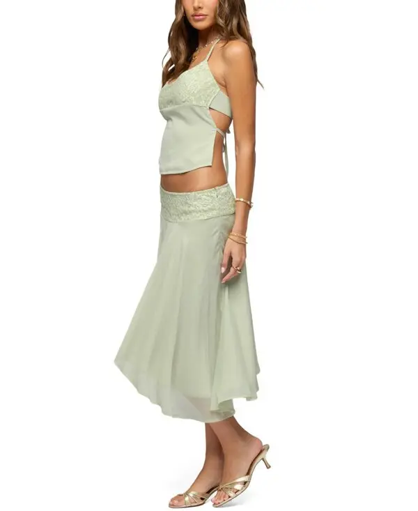 EDIKTED Evia Asymmetric Midi Skirt