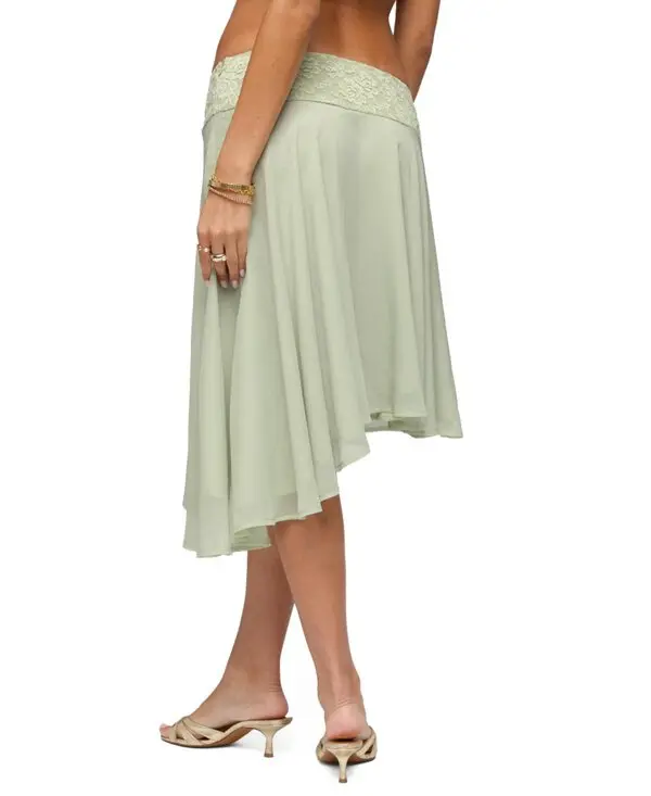 EDIKTED Evia Asymmetric Midi Skirt