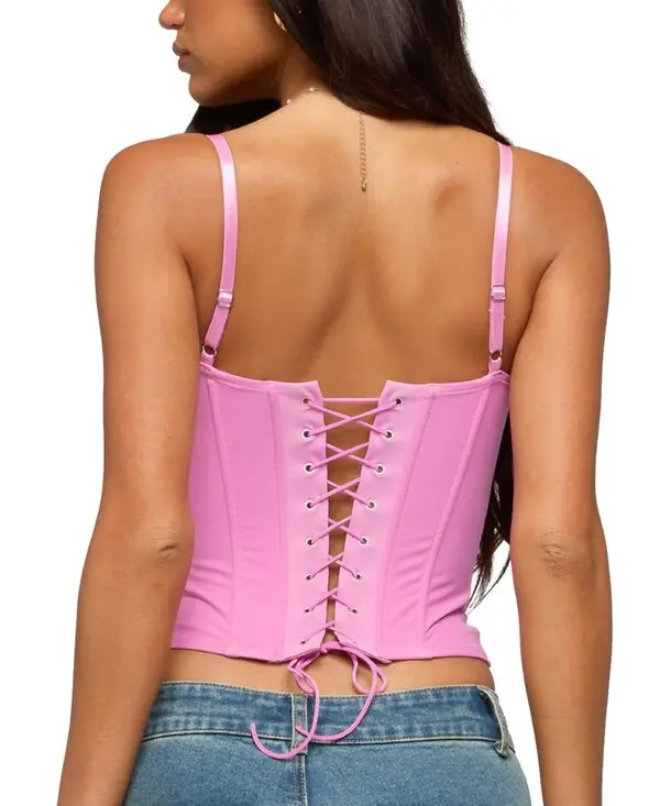 EDIKTED Inka Floral Sequin Bead Cupped Corset