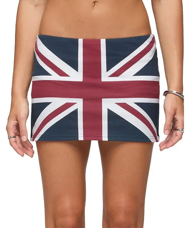 EDIKTED Union Jack Print Mini Skort - White