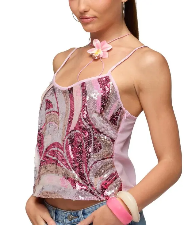 EDIKTED Ceren Abstract Sequin Tank Top