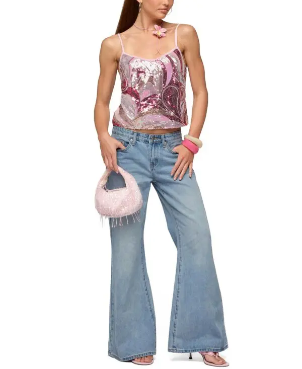 EDIKTED Ceren Abstract Sequin Tank Top