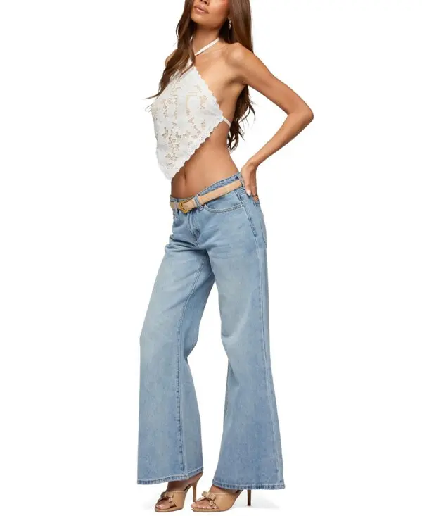 EDIKTED Handkerchief Backless Lace Halter Top