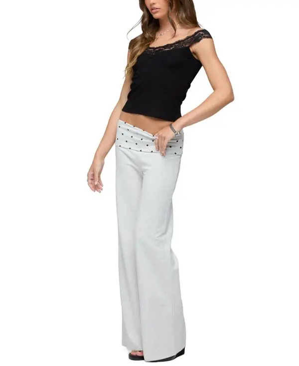 EDIKTED Freyah Lacey Off Shoulder Top
