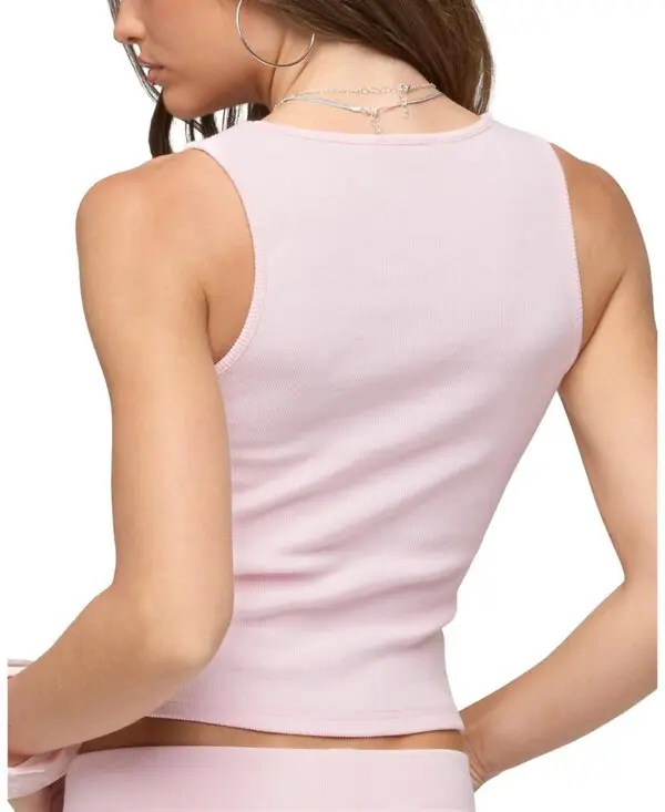 EDIKTED Studio Rhinestone Ribbed Tank Top