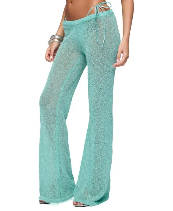 EDIKTED Bena Textured Knit Flared Pants