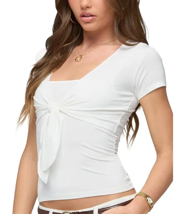 EDIKTED Malka Two Piece Tie Front Top