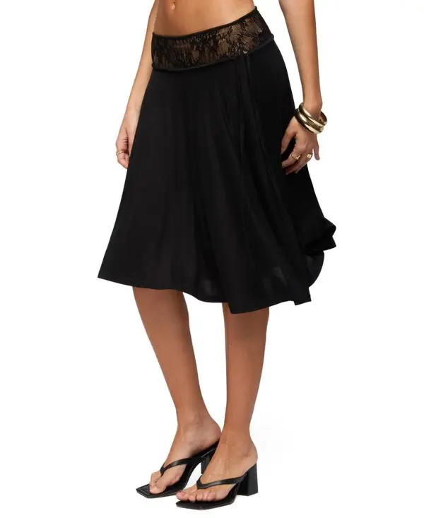 EDIKTED Crochet Waist Midi Skirt