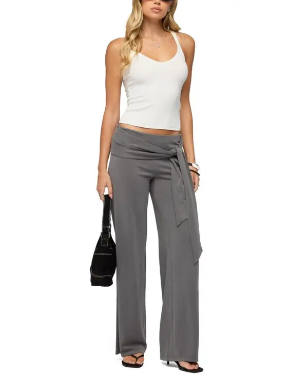 EDIKTED Xyla Straight Leg Tie Pants