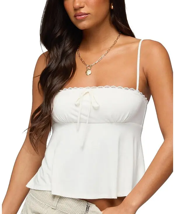EDIKTED Gallie Tie Front Babydoll Top