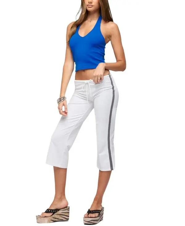 EDIKTED Vespera V Neck Halter Top - Blue