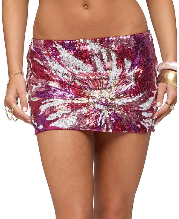 EDIKTED Sequined Mini Skort - Pink