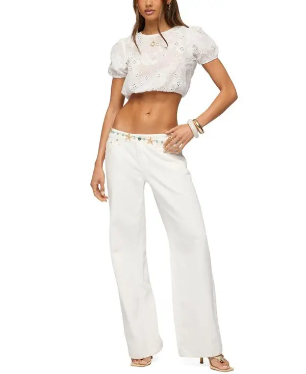 EDIKTED Vessey Eyelet Cropped Bubble Top
