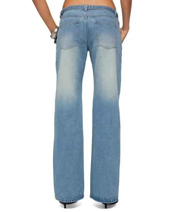 EDIKTED Belted Low Rise Straight Leg Jeans