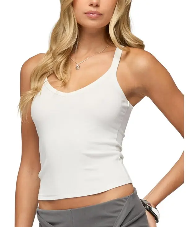 EDIKTED Juliena Ribbed V Neck Tank Top