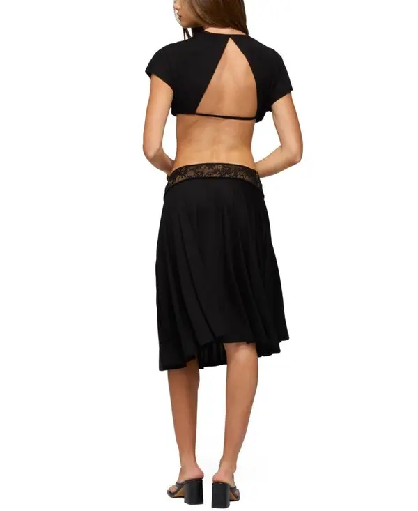 EDIKTED Kaylea Tie Front Backless Crop Top