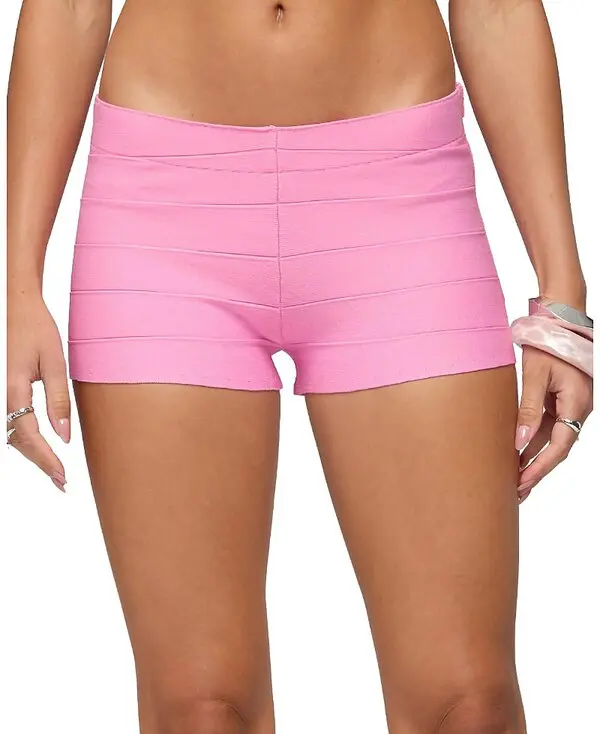 EDIKTED Ianthe Knit Bandage Shorts - Pink
