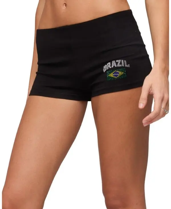 EDIKTED Brazil Rhinestone Low Rise Shorts