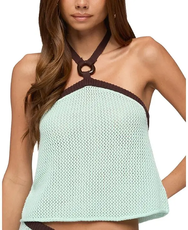 EDIKTED Loli Ring Contrast Knit Halter Top