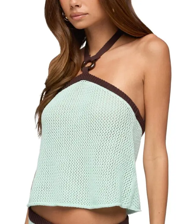 EDIKTED Loli Ring Contrast Knit Halter Top