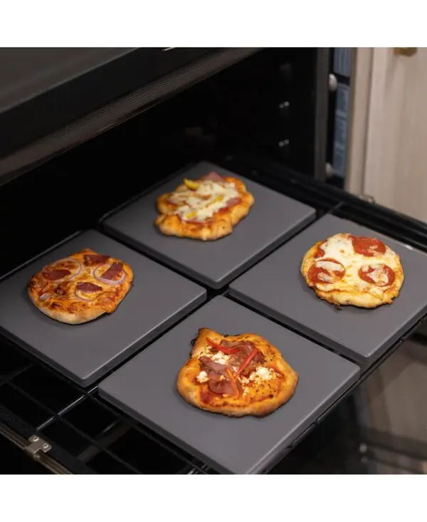 OLD STONE Glazed Cordierite Square Pizza Stone 4 Piece Set
