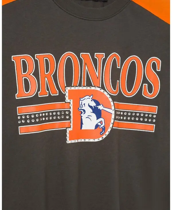 Junk Food Clothing Denver Broncos Striped Bling Crop Tee