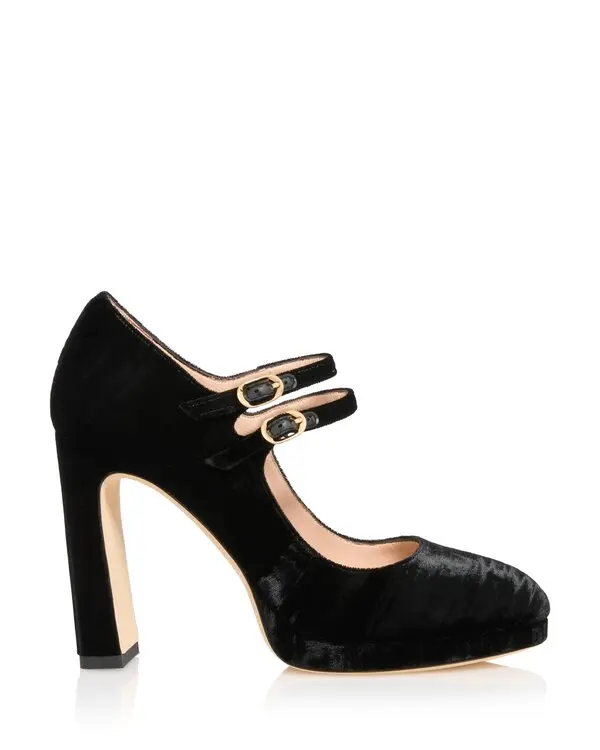 STUART WEITZMAN Babette Velvet Platform Mary Jane Pumps