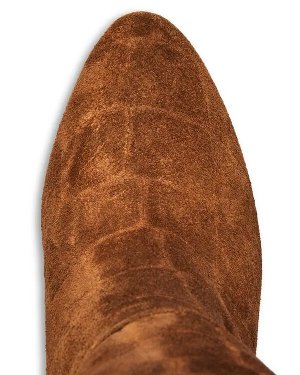 STUART WEITZMAN Mulberry Embossed Suede Knee High Boots