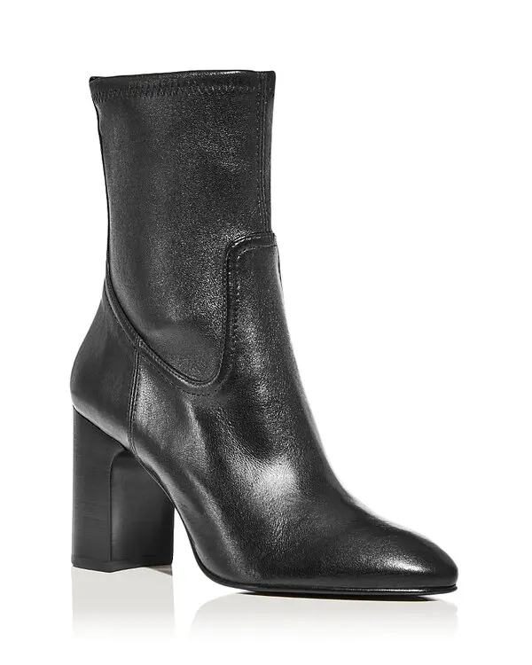 STUART WEITZMAN Mulberry Stretch Leather Ankle Boots - Black