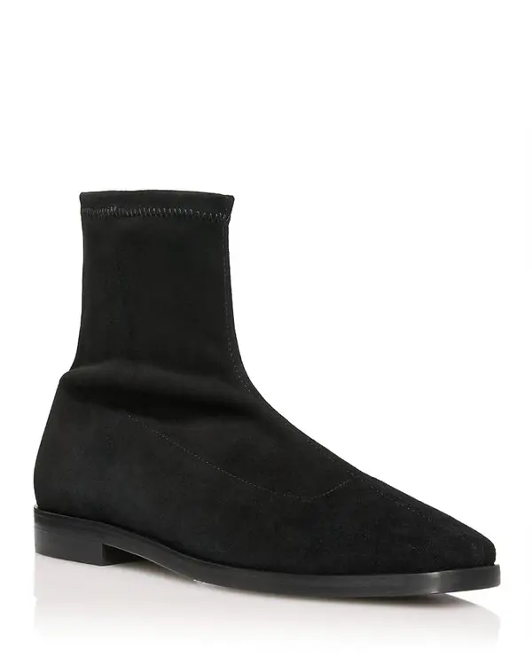 STUART WEITZMAN Staci Stretch Suede Ankle Boots - Black