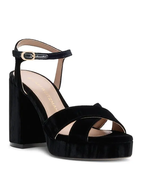 STUART WEITZMAN Dayna Velvet Platform Sandals - Black