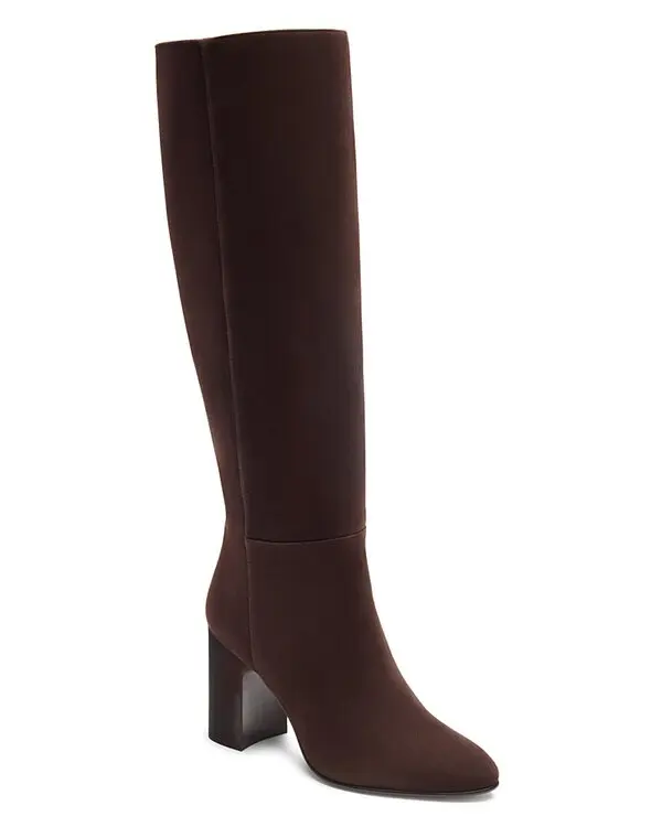 STUART WEITZMAN Knee High Suede Boots With Block Heel - Midnight