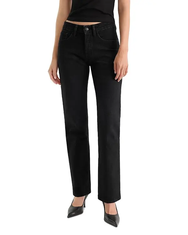 Good American Vintage Mid Rise Straight Jeans In Black441 - Black