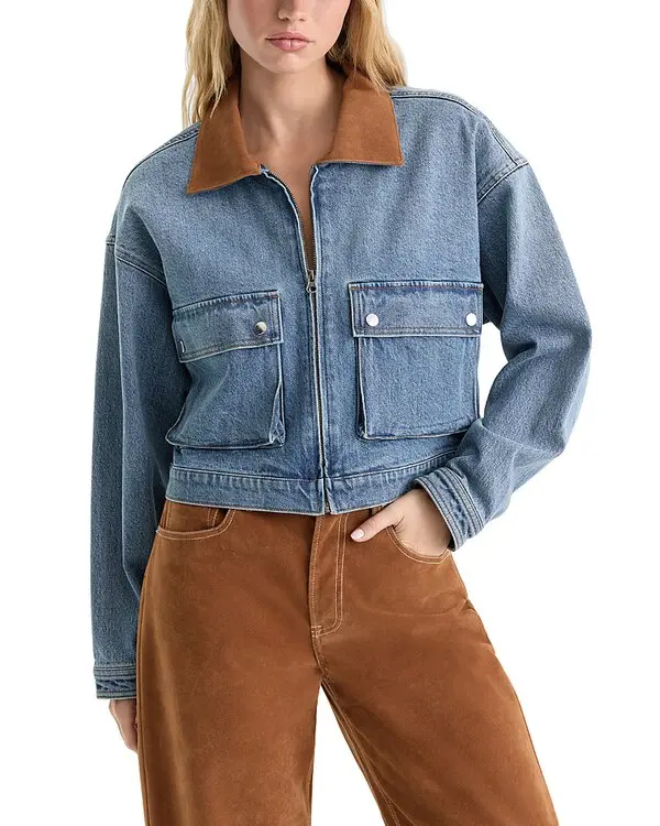 Good American The Denim Swing Cropped Jacket - Indigo