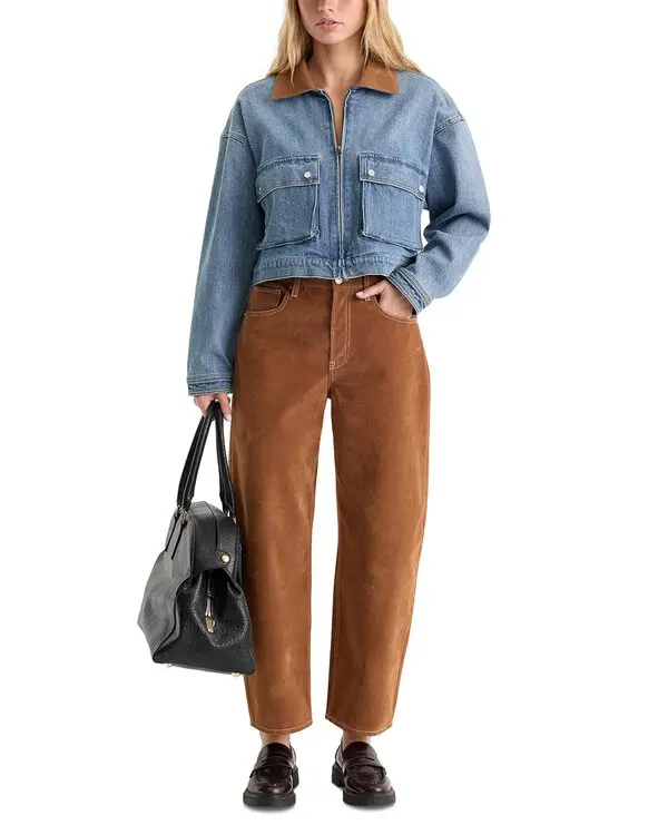 Good American The Denim Swing Cropped Jacket