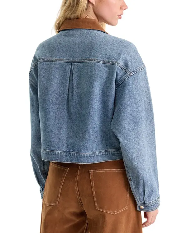 Good American The Denim Swing Cropped Jacket
