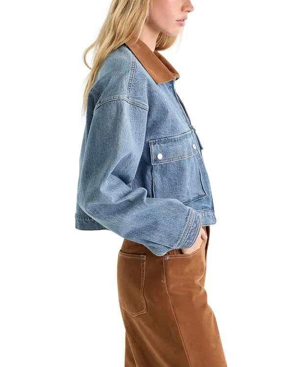 Good American The Denim Swing Cropped Jacket