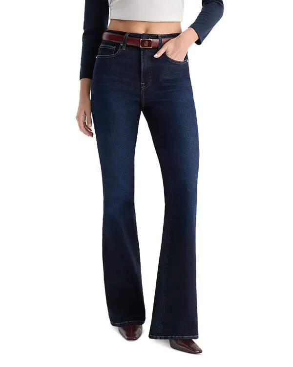 Good American Soft Tech Good Legs Flare Jeans In Indigo1308 - Indigo