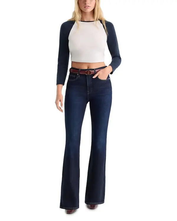 Good American Soft Tech Good Legs Flare Jeans In Indigo1308
