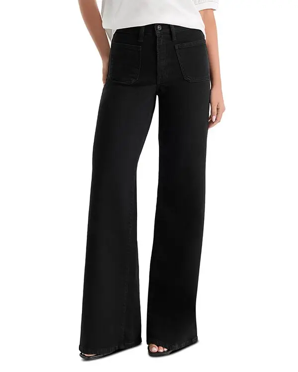 Good American Soft Tech Good Waist High Rise Palazzo Jeans In Black001 - Black