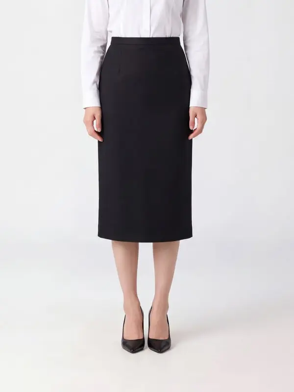 Max Mara Wool Knit Midi Pencil Skirt - Black